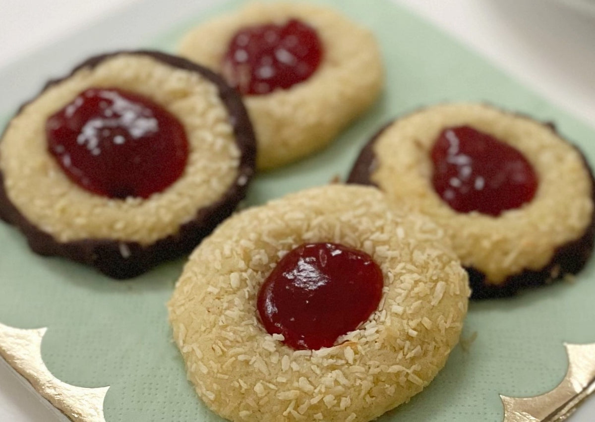 Jam Lamington Thumbprint Biscuits – Roots & Wings Organic